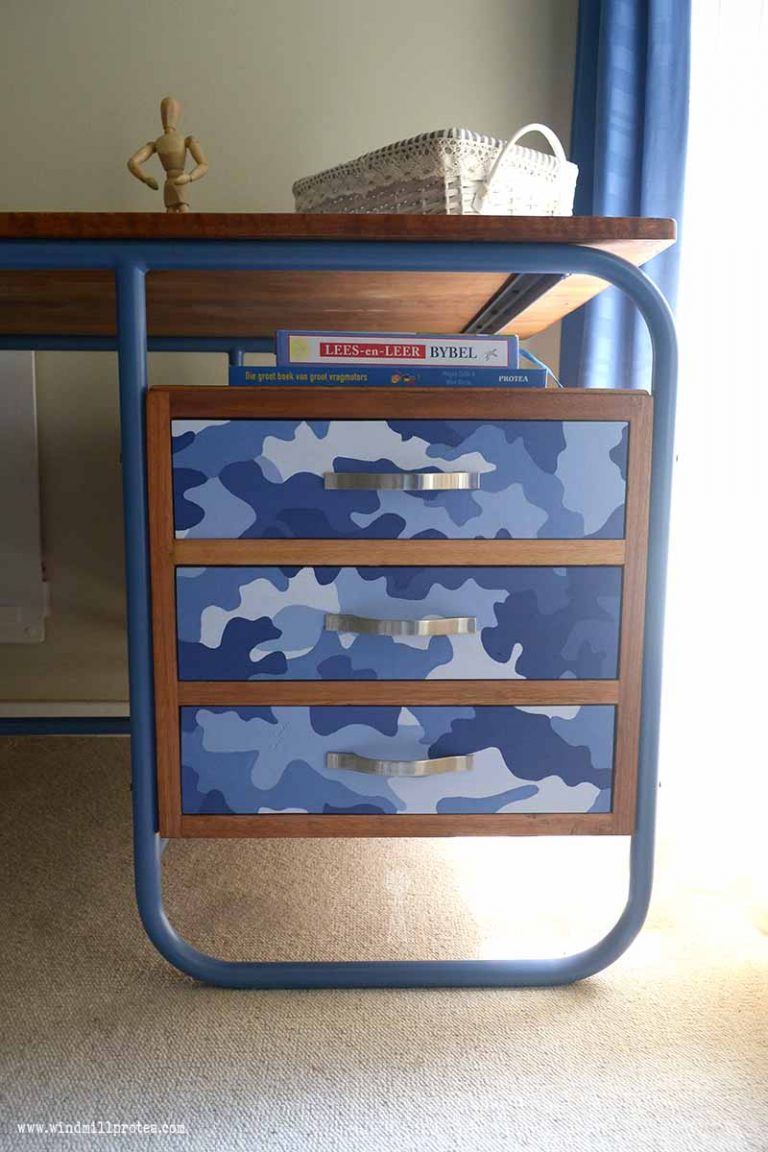 Big Boy Camouflage Desk Makeover - Windmill & Protea